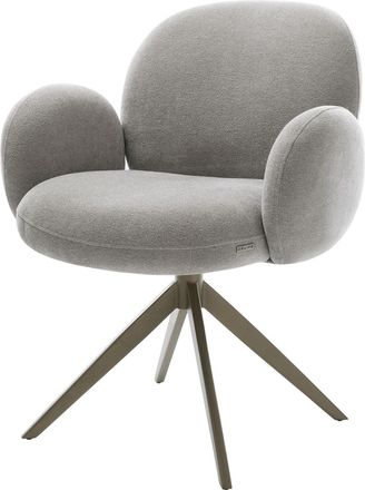 DELIFE Esszimmerstuhl Nube-Flex mit Armlehnen Kreuzgestell breit Effektfinish Titan Strukturstoff Soft Grau 360° drehbar Wippfunktion Taschenfederkern