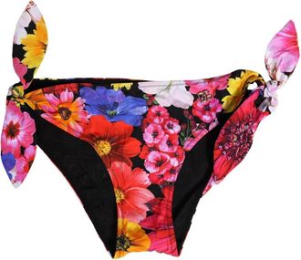 Dolce & Gabbana Femme, Maillots de bain, Multicolore, Taille: 40 FR Bas de Bikini &agrave; Noeuds et Imprim&eacute; Floral Rose