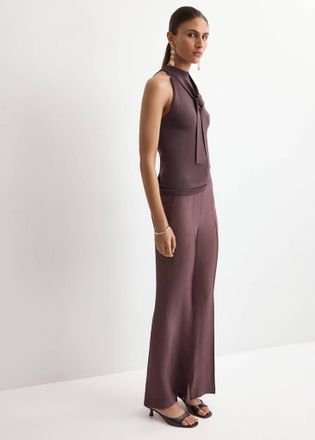 Mango Neckholder-Stricktop weinrot - Damen - XS - MANGO