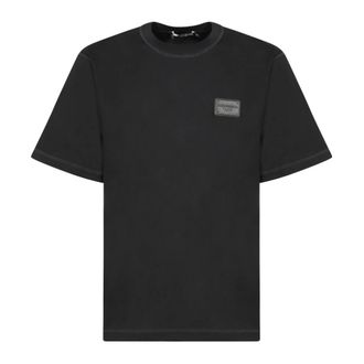 Dolce & Gabbana Tone-on-tone Plaque T-Shirt - - Tops - Herren - Schwarzk - S