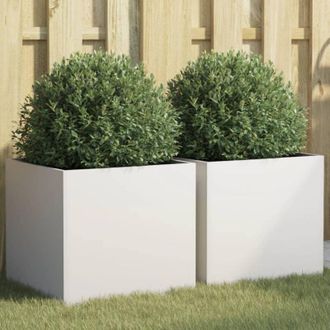 vidaXL Vidaxl - Jardini&egrave;res 2 pcs blanc 42x40x39 cm acier lamin&eacute; &agrave; froid