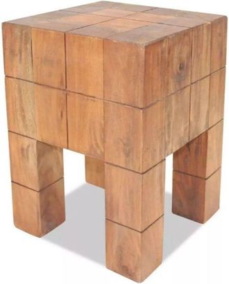 vidaXL Vidaxl - Tabouret en bois dacajou massif fait main - Dimensions 28 x 28 x 40 cm - Style vintage unique - Durable et esth&eacute;tique