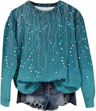 Generic Sweat-shirt surdimensionné pour femme, col ras du cou pour lautomne, imprimé ethnique, art bohème, décontracté, pull vintage à manches longues, pull t