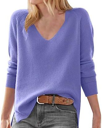Generic Pull Femme Hiver Chic Et Chaud Pull Femme Laine Chandail à Manches Chauve-Souris à col en V Amincissant et élégant pour Femmes Pull en Laine Femme Hiv