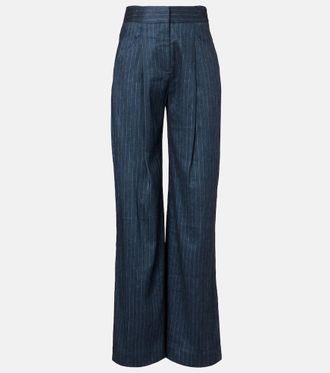 Veronica Beard Pantalon ample Rimini en lin mélangé