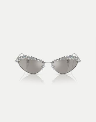 Swarovski Unregelmäßig geformte Sonnenbrille in Silber mit verspiegelten Gläsern