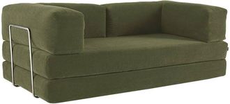 Sweeek 3-Sitzer-Schlafsofa im Vintage-Stil aus Cord mit verchromtem Au&szlig;engestell, Cord, Khaki