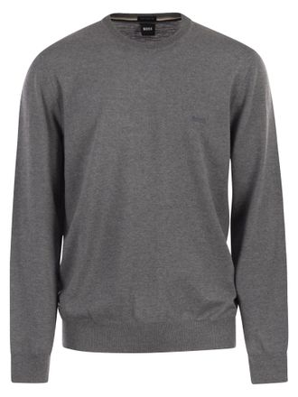 HUGO BOSS Pull coupe classique en laine vierge avec logo brod&eacute;