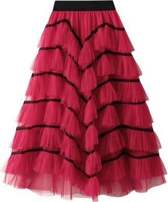 Generic Jupe Volant Noir Paillette Droite Élastiquée Carreaux Transparente Strass Tie Sauge Eau Viscose Soleil Doree Doudoune Nouveautés Clair Mesh Porte Pail