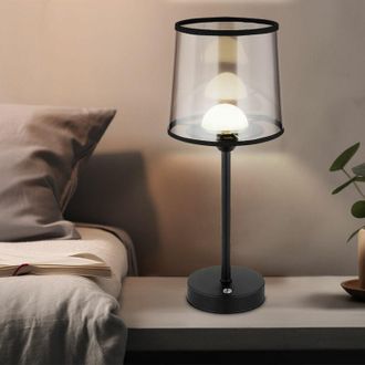 Globo Lighting Lampe de table led lampe dappoint variateur tactile lampe de table lampe de chevet noir, m&eacute;tal textile couleur fum&eacute;e, batterie usb cct dimmable, 2W