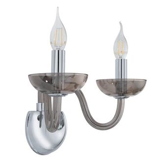 Eglo Wandlampe Falcado, Wandleuchte innen, Stahl in chrom, Glas in schwarz-transparent E14 Fassung