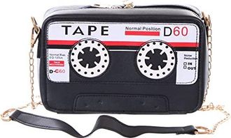 Kawaii-Story LB-6076-2 Sac à bandoulière pour femme en PU Noir 18 cm, Noir