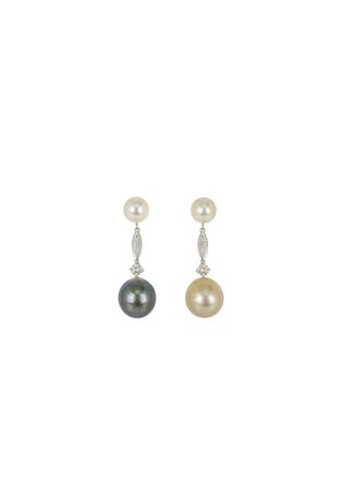 Bespoke 18ct white gold, diamond & pearl drop earrings