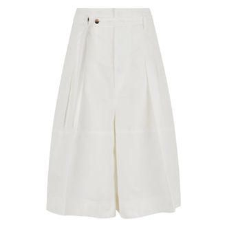 Bottega Veneta Femme, Shorts, Blanc, Taille: 36 FR Culotte en toile de coton compacte