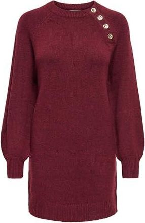 Only Onlemma Life Ls Button Onec Dress CC KNT Robe boutonnée pour Femme, Bordeaux, S