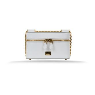 Dolce & Gabbana Mini Leder Schultertasche mit Spiegel - - Bags - Damen - Wei&szlig; - ONE SIZE