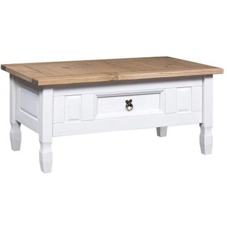 Les Tendances Les Tendances - inlife Table basse Pin mexicain Gamme Corona Blanc 100x60x45 cm