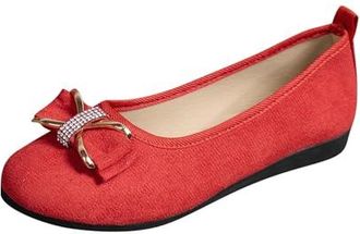 Generic Chaussures de marche plates confortables pour femme avec noeud - Couleur unie - Bout rond - &Eacute;l&eacute;gantes - L&eacute;g&egrave;res et confortables - &Agrave; enfiler - Style d&eacute;