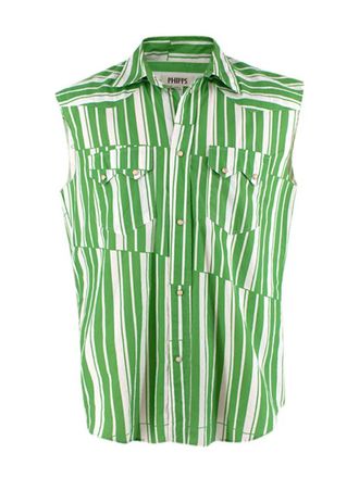 Phipps Tectonic Striped Cotton Poplin Rockhound Shirt Size S