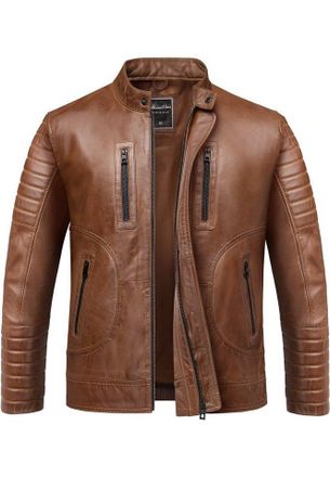 Amaci & Sons Lederjacke EUCLID Lederjacke Echtleder Herren Biker Zipper Jacke