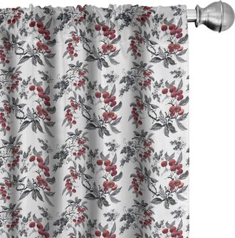 Abakuhaus Eberesche Vorh&auml;nge, Gardinen, Abstrakte Botanik Garten, Fensterbehandlungen f&uuml;r Wohnzimmer Schlafzimmer Dekor, 2 St&uuml;ck 75 cm b x 175 cm h, Ruby-Grau S