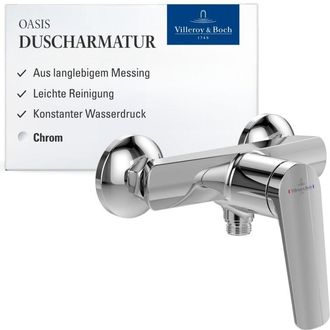 Villeroy & Boch Villeroy&boch - Oasis Duscharmatur, Mischbatterie Dusche mit R&uuml;ckflussschutz und Keramikkartusche, Einhebel-Duscharmatur f&uuml;r Aufputz Montage, rund