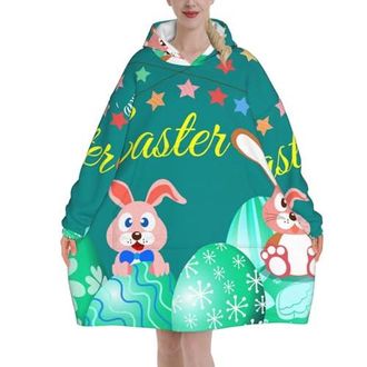 Generic Couverture &agrave; capuche surdimensionn&eacute;e, lapins Happy Easter chaude et pelucheuse avec poche gain
