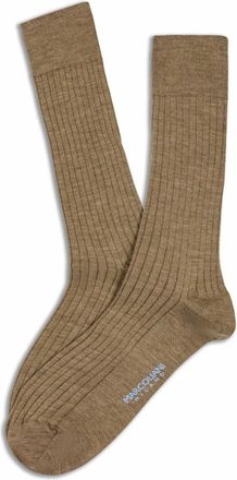 Marcoliani Homme, Sous-v&ecirc;tements, Brun, Taille: ONE Size Chaussettes mi-mollet c&ocirc;tel&eacute;es en laine m&eacute;rinos