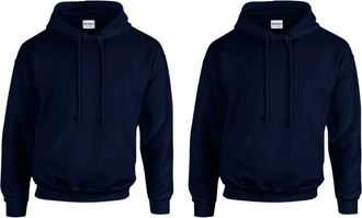 Gildan 2er Herren Kapuzenpullover Heavy Blend Set Hoodie Sweat M L XL 2XL 3XL 4XL 5XL in verschiedenen Farbsets & HLKauf-Block (2X Navy & 1x HLKauf-Block, 4X