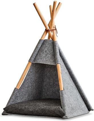 ZELLER Tipi tente chat, feutre, tanière 44x42x45/65 cm, couleur gris Zeller