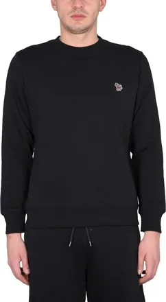 Paul Smith Zebra-Embroidered Organic Cotton Sweatshirt - Black