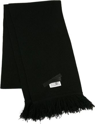 Maison Margiela écharpe côtelée à franges - Noir