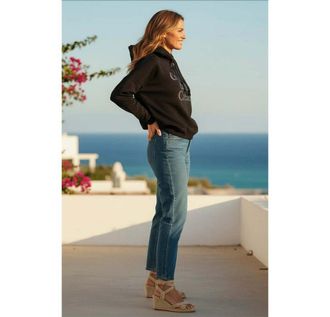 Miss Goodlife Hoodie MG13902 Oversized Fit Cr&egrave;me de la Cr&egrave;me Strass - Schwarz