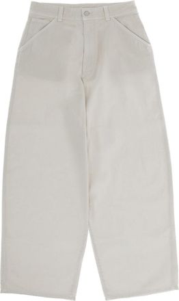 Christophe Lemaire Womens Oversize Cotton Pants Beige Trousers