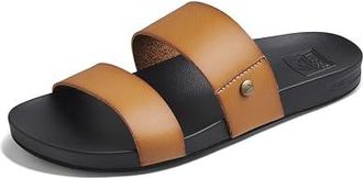 Reef Cushion Vista Womens Fashion Slide Sandal, Vegan Leather Strap, Ultra Soft Cushion Footbed, Cognac Black, 9