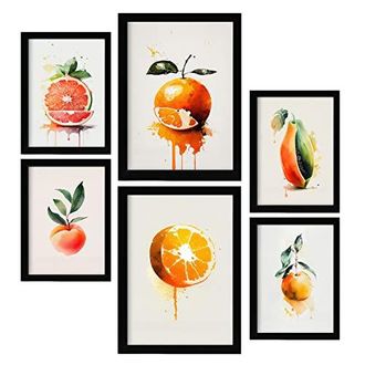 Nacnic Agrumes Affiches. Illustrations de Fruits, L&eacute;gumes et Aliments Sains dans un Style Aquarelle sur Fond Blanc Pur. Design dint&eacute;rieur et d&eacute;coration. A4 &