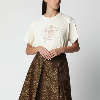 Prada Elfenbeinfarbenes T-Shirt mit Logoprint