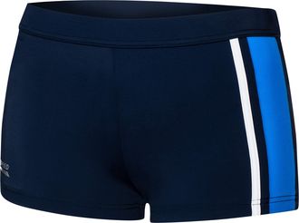 Aqua Speed Kastenbadehose Schwimmhosen eng kurz Herren + gratis eBook | UV Mens Beachwear | Trunk blau | Badehosen | Amos, Gr. L, 42 Navy Blue White