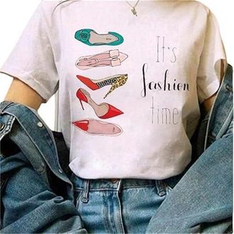 Keephen Femmes Talons Hauts Impression 3D T-Shirt Manches Courtes Pullover Tops Tee Mignon Graphique T-Shirts