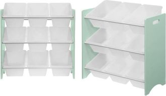Sweeek Sweeek - Lot de 2 meubles de rangement pour enfant vert c&eacute;ladon. 18 casiers. 64x29.5x60cm