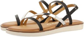 Gioseppo Sandales en cuir avec bandes blanches et métallisées pour femme CARBIS, Noir, 38 EU