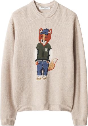 Maison Kitsun&eacute; Dressed Fox Intarsia Wool Jumper Mrmkj02kt1241