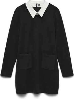 Vero Moda Vero Moda Vmroxy Ls Mini Dress Exp Robe, Noir, XL Femmes