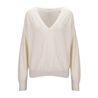 Elisabetta Franchi Femme, Pulls, Blanc, Taille: 38 FR Cardigan col en V