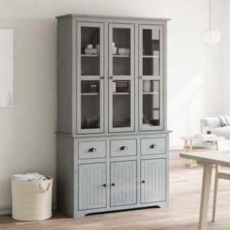 vidaXL Highboard bodo Grau 115,5x43x200,5 cm Massivholz Kiefer - Vidaxl
