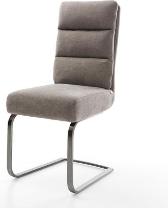 DELIFE Freischwinger Pela-Flex Strukturstoff Soft Taupe Freischwinger flach Graphit Taschenfederkern, Esszimmerst&uuml;hle