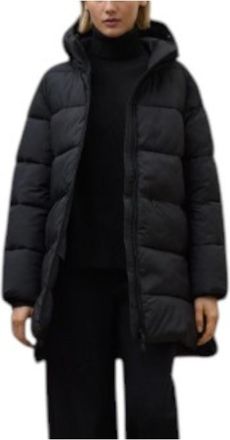 Ecoalf Langer Steppmantel mit Kapuze, Schwarz, Winterjacke im Parka-Stil, Gr&ouml;&szlig;e XL