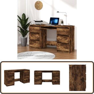 vidaXL Schreibtisch Räuchereiche 140x50x77 cm Holzwerkstoff - Schreibtisch - Holzwerkstoff Tisch - Bürostuhl - Home Office - Arbeitsplatz
