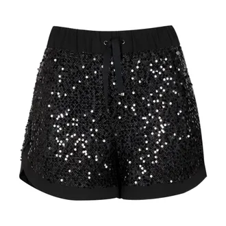 Herno Femme, Shorts, Noir, Taille: 42 FR Jupe Noire &agrave; Paillettes Doubl&eacute;e