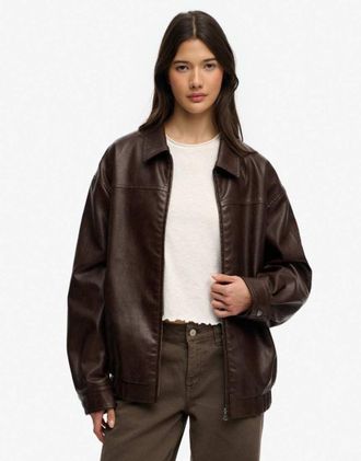 Superdry Bomber oversize avec col - Chocolat chaud-Brown